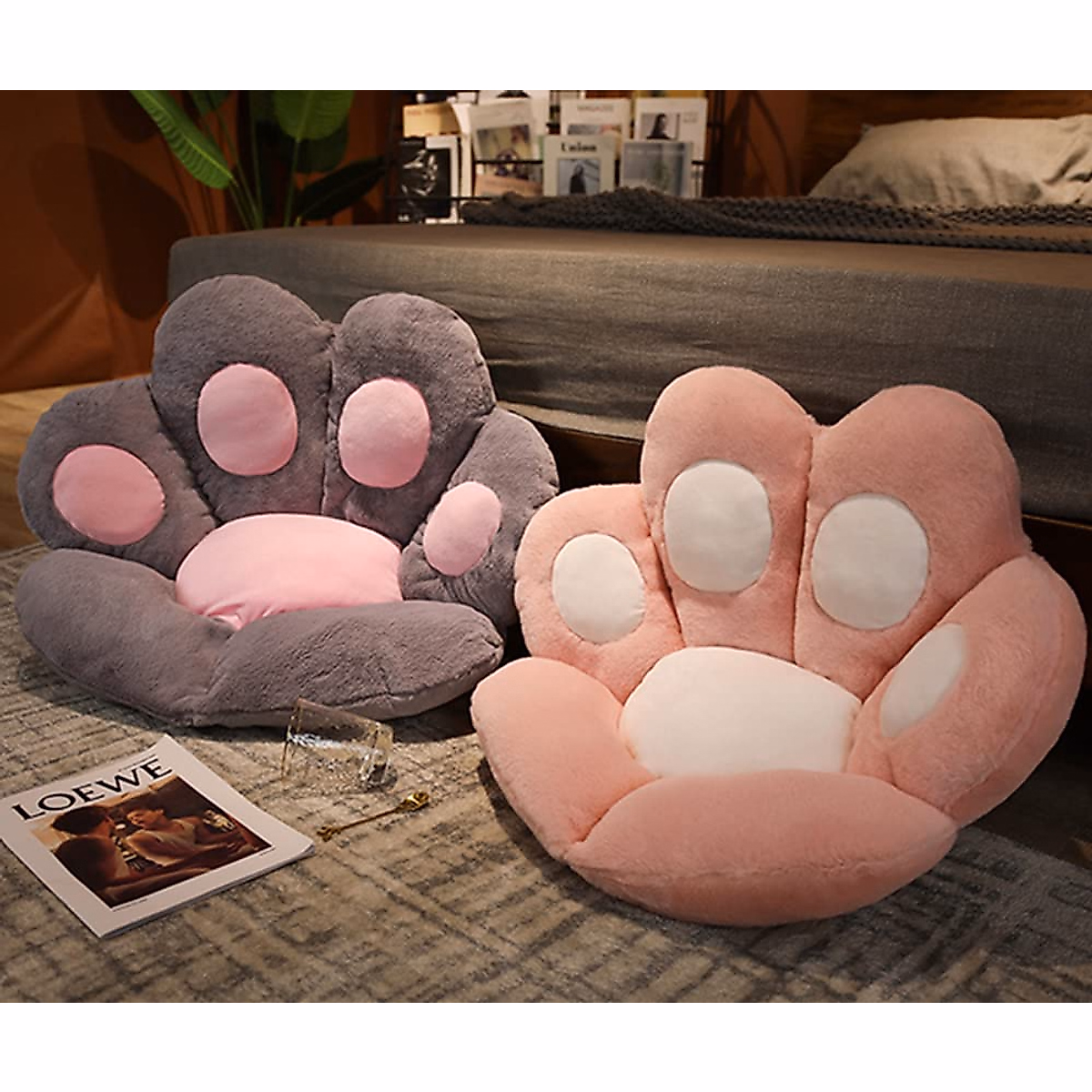 JOSON Cat's paw Cushion Comfortable Bear's paw Chair Cushion Cute Sofa Office Floor seat Cushion (27.8 x 23.6 inch Grey)