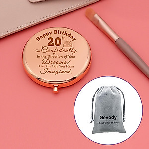 20 Year Old Birthday Gifts for Her Compact Makeup Mirror 20th Birthday Gifts for Girls Inspirational Birthday Gift for Daughter Granddaughter Turning 20 Gifts for Niece Friend Folding Makeup Mirror