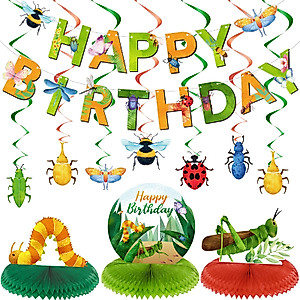 28 Pieces Bugs Party Decorations Spring Bugs Party Banner Bee Ladybugs Party Hanging Hanging Swirls Decor Insect Birthday Honeycomb Centerpieces Decorations for Boys and Girls Birthday Baby Shower