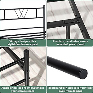 Wonder Comfort Twin Size Bed Frame Metal Platform with Headboard and Footboard/11 Inch Underbed Storage/Firm Support & Easy Set up Structure, Black