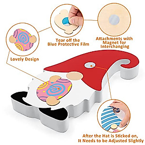 Huray Rayho Interchangeable Wooden Gnome Decor Holiday Seasonal Tiered Tray Decorative with 25 PCS Magnet Swappable Pieces Detachable Hat Office Home Sign Fall Thanksgiving Christmas Housewarming Gift