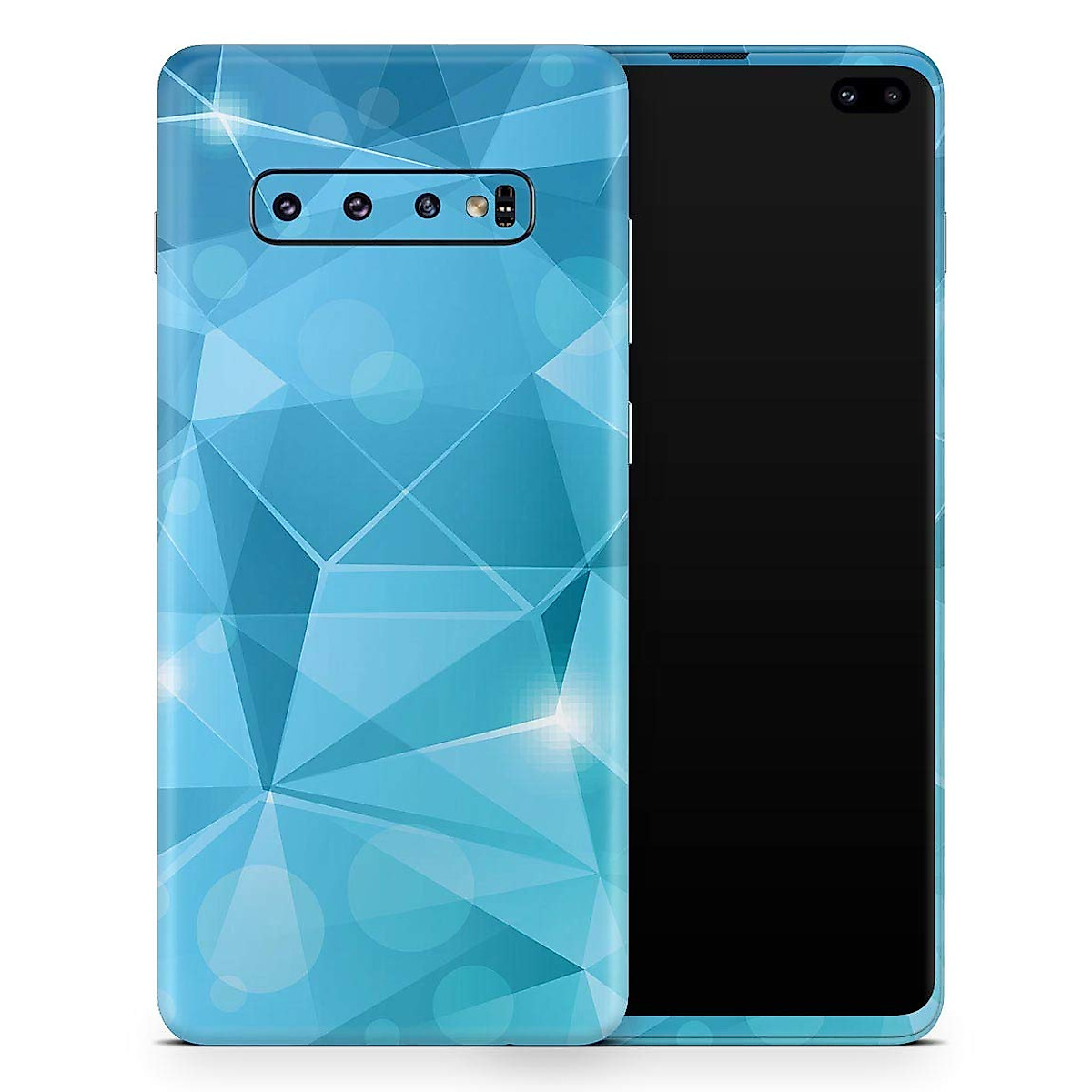 DesignSkinz Vector Shiny Blue Crystal Pattern Protective Vinyl Decal Wrap Skin Cover Compatible with The Samsung Galaxy S20 (Screen Trim & Back Glass Skin)