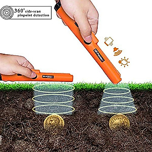 Metal Detector Handheld GP-Pointer with Belt and Holster Portable Include Battery 360° Scanning Unearthing Treasure Finder with High Sensitivity for Locating Gold Coin Silver Jewelry Fully Waterproof