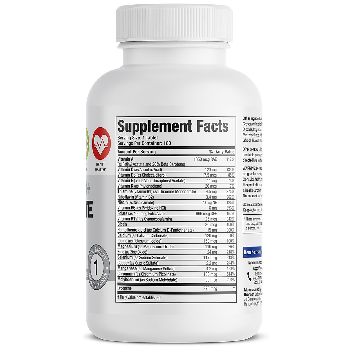 Bronson ONE Daily Mens 50+ Complete Multivitamin Multimineral, 180 Tablets