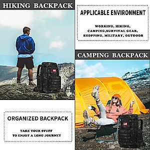4land Large Backpacking Backpack for Men, Extra Large Camping Hiking Backpack, Oversized Molle Rucksack Backpack, 60L/70L/85L Waterproof Military Backpack for Outdoor Sports