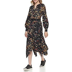 KARL LAGERFELD PARIS Women's Everyday Long Sleeve Sport Dress, BLK Multi, 6