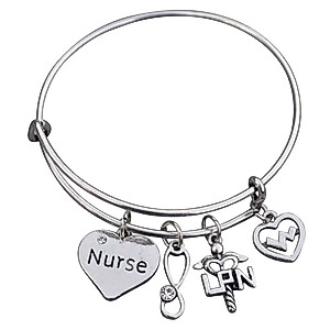 Infinity Collection LPN Gift- LPN Charm Bangle Bracelet- Licensed Nurse Practitioner Jewelry, Nursing Appreciation Gift for Women
