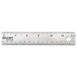 Westcott 10415 Stainless Metal Ruler with Non-Slip Cork Base, 12-Inch