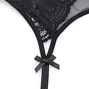 Sexy Lace Suspender Garter Belt for Thigh High Stockings (N019DD-Black-M)