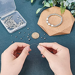 14K Gold Spacer Beads, 300pcs Round Brass Beads 5 Size Metal Smooth Beads Seamless Ball Beads Long-Lasting Little Beads for Summer Bracelet Necklace Jewelry DIY Crafts (Color : Silver, Size : 2/3/4/
