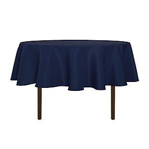 sancua Round Tablecloth - 60 Inch - Water Resistant Spill Proof Washable Polyester Table Cloth Decorative Fabric Table Cover for Dining Table, Buffet Parties and Camping, Navy