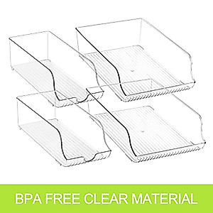 4 Pack Refrigerator Organizer Bins, Soda Can Organizer and Wide Water Bottle Holder Set for Cabinets, Countertops, Pantry, Kitchen and Refrigerator, Can Dispenser