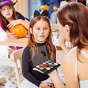 Senbos Face Paint Kits for Kids, 15 Colors Water Based Non-Toxic Quality Palette Body Face Painting Supplies Face Paint Set Washable Face Body Makeup Kits with 2 Brushes for Party Cosplay