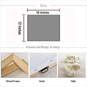 Arjun Bathroom Decor Teal Canvas Green Sea Turtle Wall Art Prints Submarine Picture One Panel 16"x12" Blue Sea-Plant Modern Landscape Painting Framed for Living Room Bedroom Home Office Spa Wall Decor