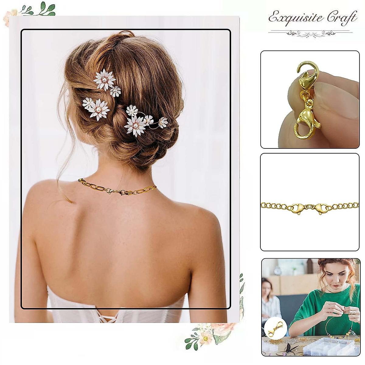 OHINGLT Double Lobster Clasp Extender Necklace Clasp Connector Bracelet Extension,Gold and Silver Lobster Claw Clasp Double Opening Jewelry Clasps for DIY Jewelry Making Women