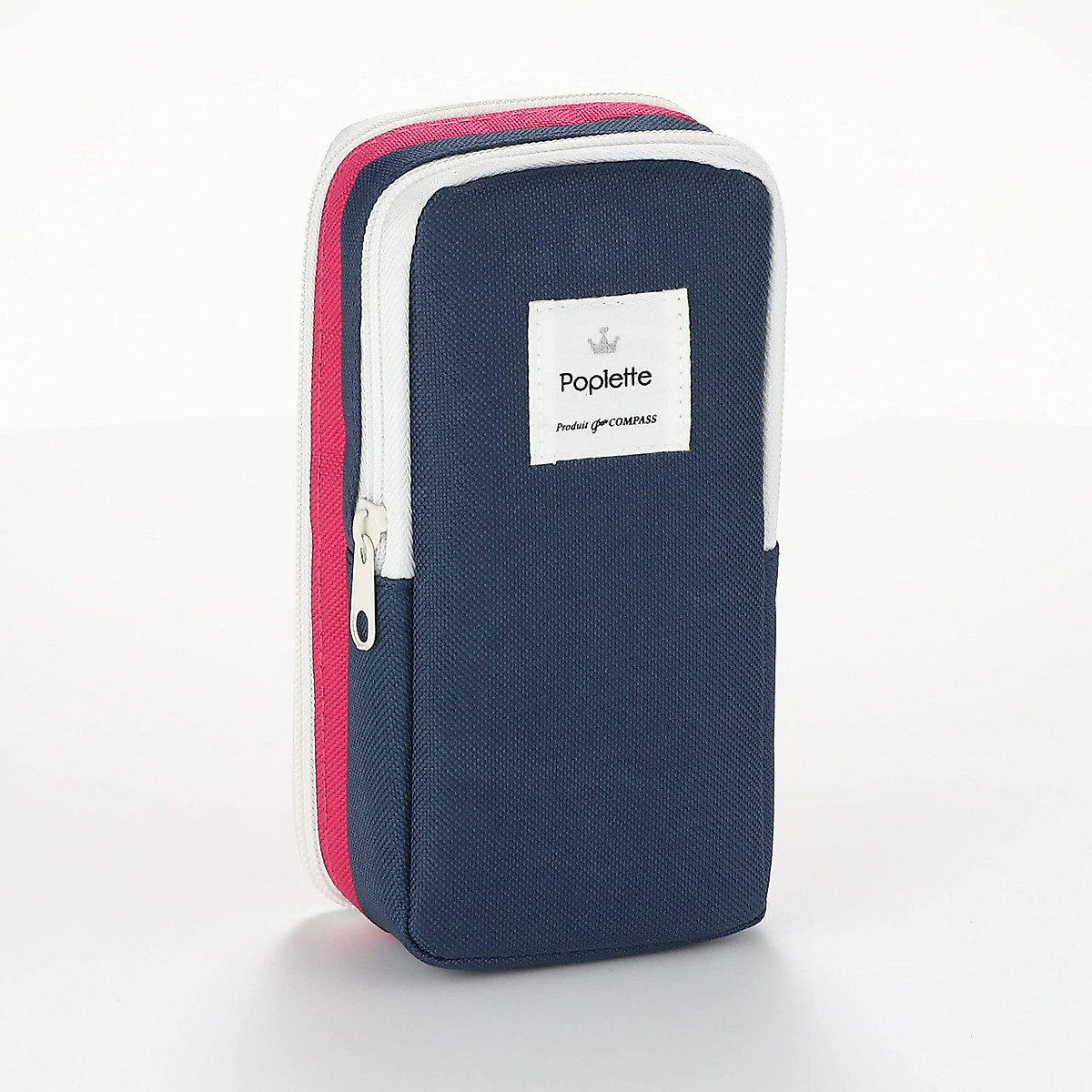 Nikken Stationery PLP1-PN Poplette Vertical and Horizontal Pen Case, Pink x Navy