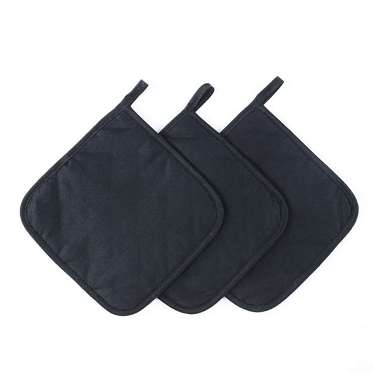 Anyi 100% Cotton Pot Holders, Kitchen Basic Potholder Heat Resistant, Terry Pot Holder Set for Cooking and Baking, Set of 3