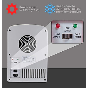 Coca-Cola Diet Coke 4L Mini Fridge Cooler/Warmer 12V DC 110V AC 6 Can Portable Personal Travel Refrigerator for Snacks Drinks Cosmetics Desk Home Office Dorm Gray with Iconic Design & Chrome Accents