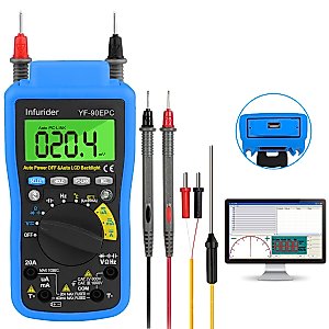 Digital Multimeter, INFURIDER YF-90EPC 4000 Counts Volt Meter, Auto-ranging Multimeter Tester Voltmeter Ammeter DMM for AC DC Volt, Amp, Ohm, Cap,Temp, Battery Test with USB Connect to PC