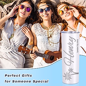 Personalized Beach Vacation Tumbler Gifts Girls Trip Family Travel Stainless Steel Tumbler with Lid and Straw Insulated Weekend Group Travel Coffee Mug Graduation Trip Birthday Gifts for Women Men Mum
