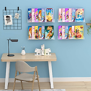 NIUBEE Acrylic Invisible Floating Bookshelf 24 inch,Kids Clear Wall Bookshelves Display Book Shelf,50% Thicker with Screwdriver
