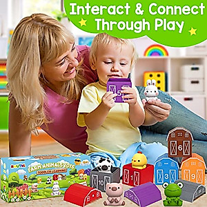 Learning Toys for 1,2,3 Year Old, 20 Pcs Farm Animals Toy, Counting Skill, Color Matching, Fine Motor Game, Christmas Birthday Easter Educational Gift for Baby Toddler Boys Girls Age 12-18 Months