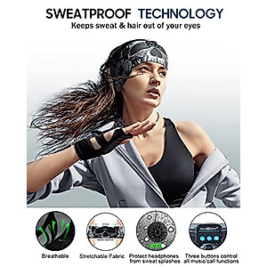 MUSICOZY Sleep Headphones Bluetooth Headband, Wireless Sleeping Headphones Music Sport Headbands, Long Time Play Sleeping Headsets Built-in Thin Speakers, Skulls Design for Sleeping Yogo