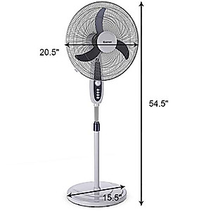 COSTWAY Pedestal Fan, 18-Inch Adjustable Height Standing Fan, 3-Speed Digital Control, Oscillating Fan with Timer for Home, Office