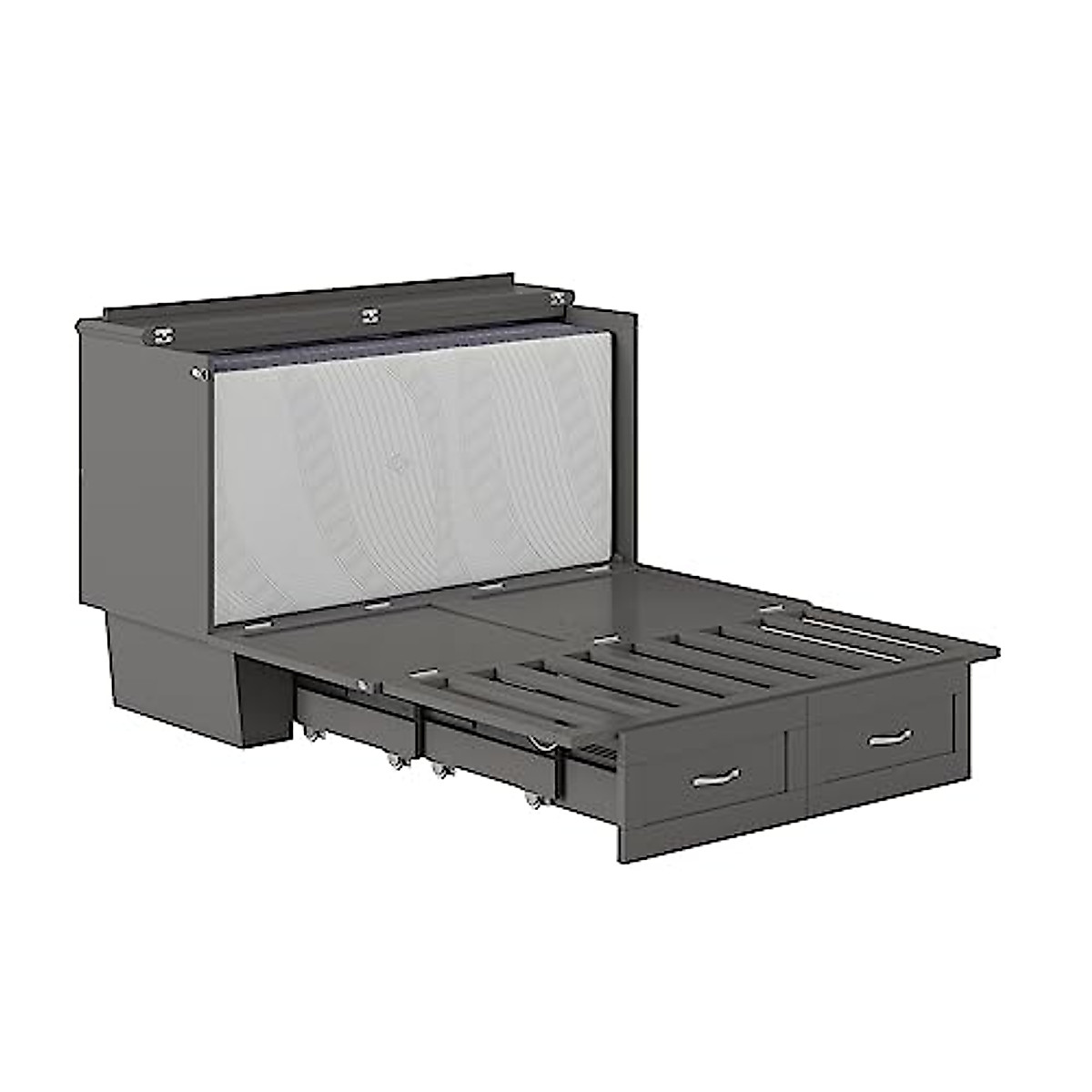 AFI Monroe Full Size Murphy Bed Chest with Mattress, Storage, & Built-in Charger in Grey