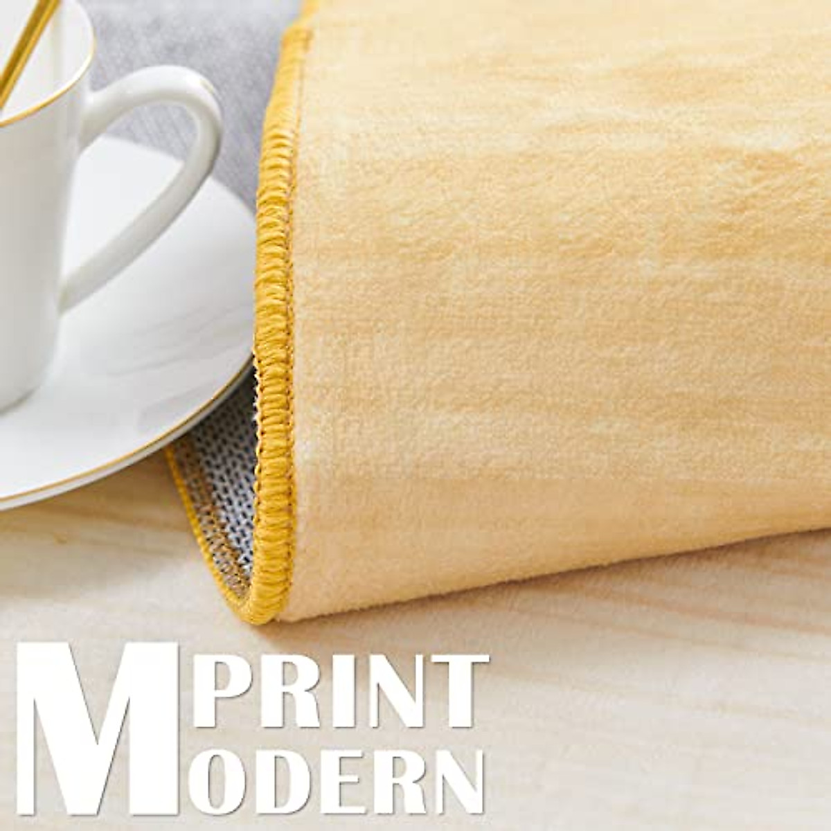 jinchan Runner Rug 2x6 Area Rug Gold Twilight Rug Modern Entryway Rug Accent Rug Indoor Ombre Print Mat Low Pile Rug Contemporary Floor Cover for Kitchen Bedroom Doorway Decor Non Slip