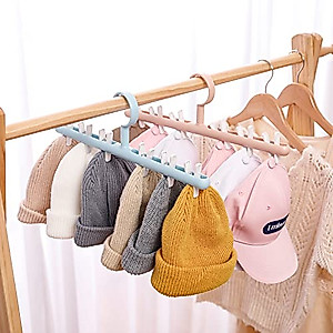 Yesesion Hat Organizer Set, 2 Pack Hanging Hat Rack for Baseball Caps, Blue Hat Hanger Holder for Closet with 6 Clips, Hat Organizer Hanger Storage Holder for Home, Entryway, Bedroom (Blue/White)