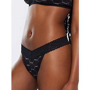 Savage X Fenty, Women's, Cotton Essentials Thong, Minimal coverage, Cotton, Low-rise, Black Caviar Logo Print, M