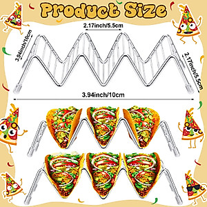 8 Pcs Taco Holders Set Stainless Steel Taco Holder Stand Shell Taco Stand Stackable Taco Plates for Taco Bar Gifts Accessories Rack, Holds 3 or 4 Hard Tacos for Baking as Truck Tray, Dishwasher Safe