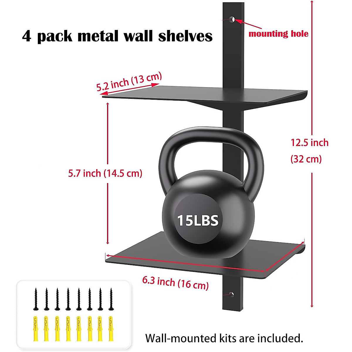 DuvinDD 8-Tier Floating Tree Bookshelf for Wall Mounted, Industrial Metal Vertical Spine Book Tower, Hanging Bookshelf Home Office Book Storage Shelves for Wall, 4 Pack