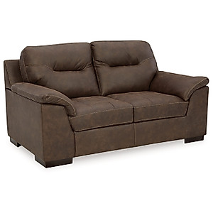 Signature Design by Ashley Maderla Oversized Faux Leather Loveseat, Dark Brown