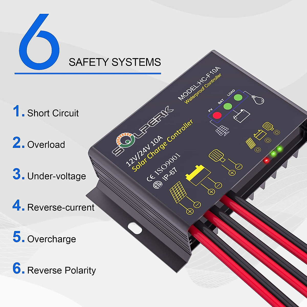 SOLPERK 50W 24V Solar Panel, Solar Battery Trickle Charger Maintainer with 10A Charge Controller for Trailer Tractor Truck Boat Marine Motorcycle RV Car Gate Opener
