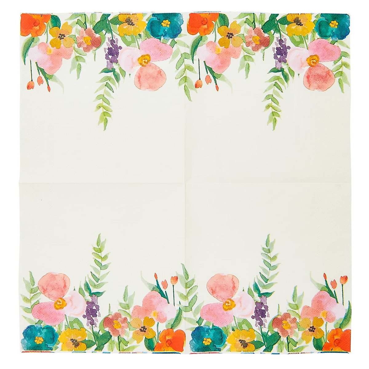 Juvale 100 Pack Vintage Style Disposable Floral Paper Napkins, 2-Ply, 6.5x6.5”, Napkins for Garden Bridal Shower, Tea Party, & Wedding