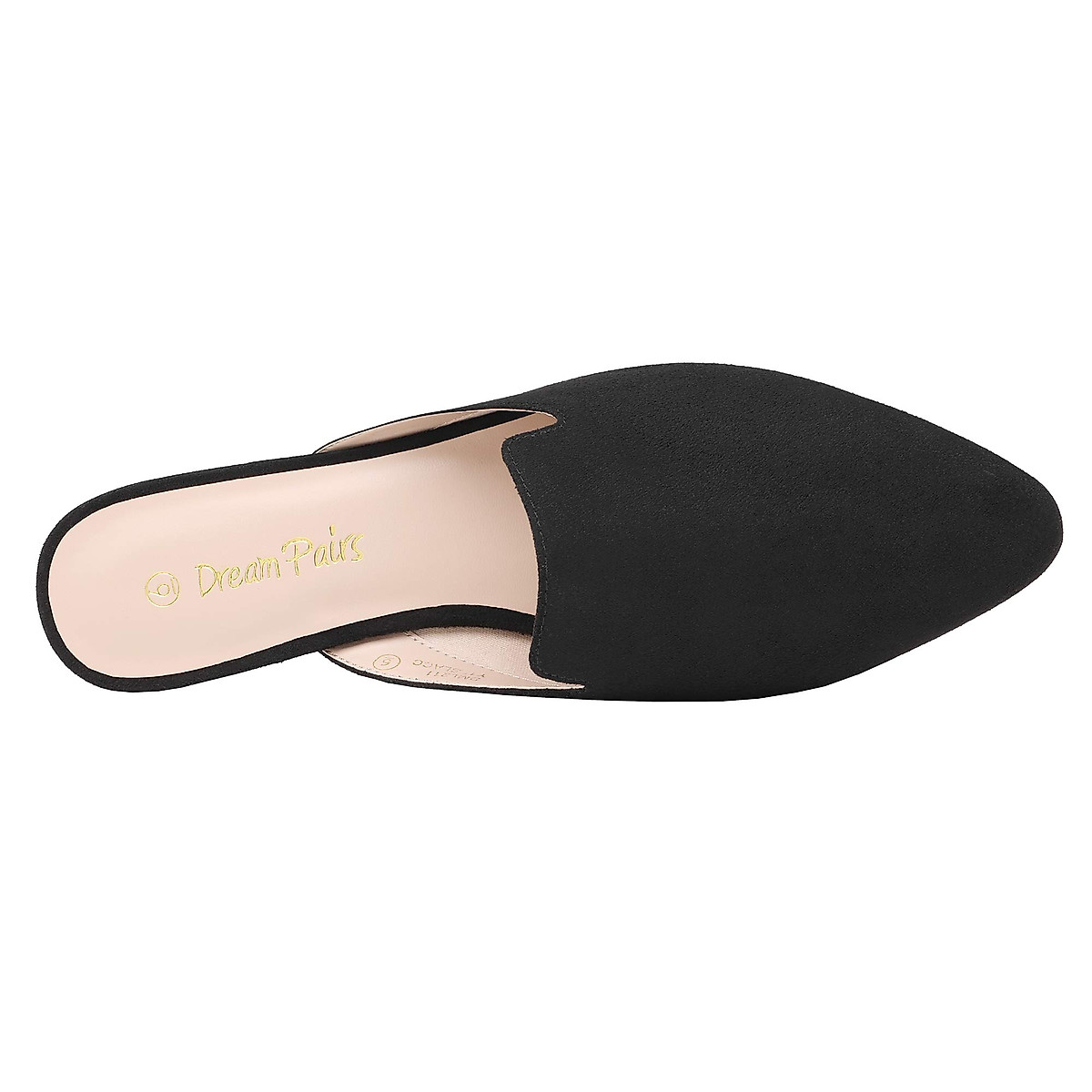 DREAM PAIRS Women's Flat Mules Pointed Toe Backless Loafer Shoes,Size 7.5,Black/Suede,DML211