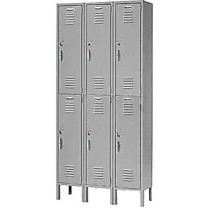 Global Industrial Double Tier Locker, 12x15x36, 6 Door Unassembled, Gray