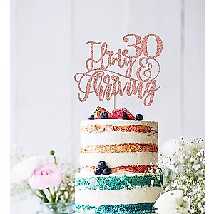 BIABISD 30 Flirty & Thriving Cake Topper ， Talk Thirty to Me Cake Topper ，Dirty 30 Cake Topper，Happy 30th Birthday Party Decorations Supplies