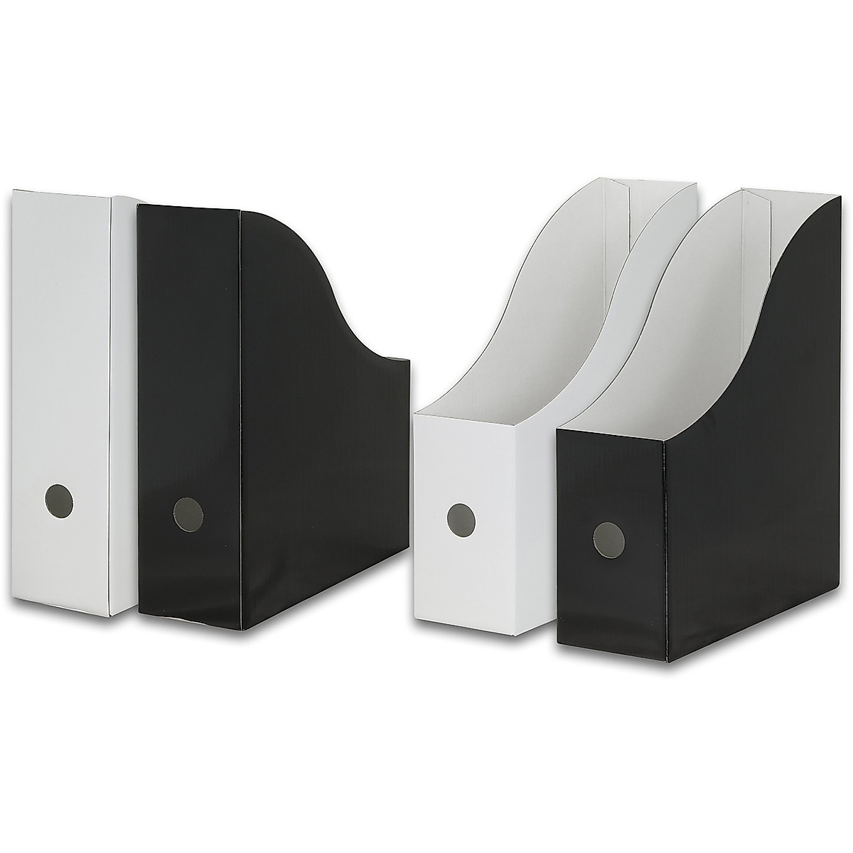 Simple Houseware White/Black Magazine File Holder Organizer Box (Pack of 12)