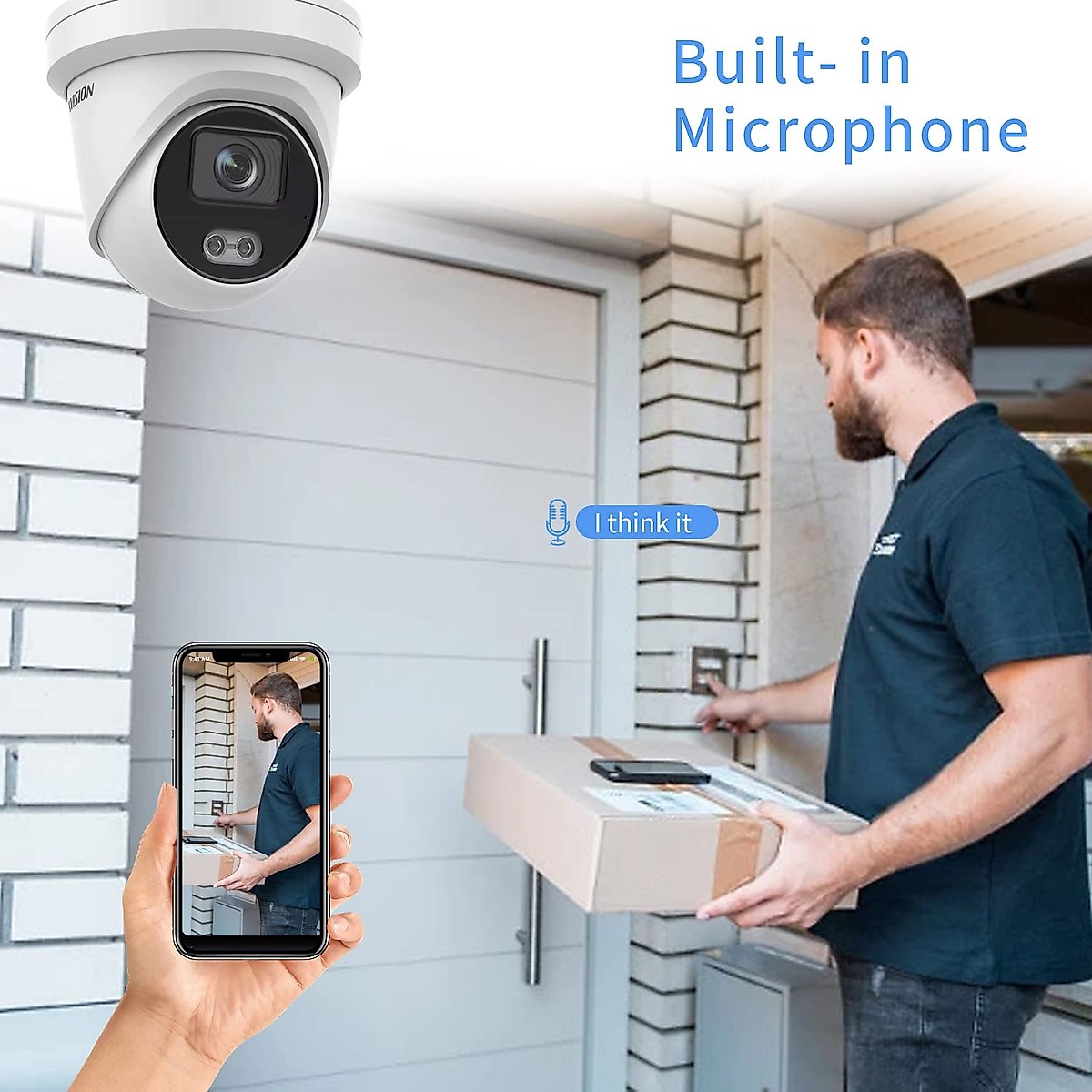 Hikvision IP Camera Turret Compatible DS-2CD2347G2-LU 2.8mm Lens 4MP Color-Vu Fixed Turret Network Camera H.265,130dB WDR,24/7 Colorful Imaging, PoE Camera, International Version