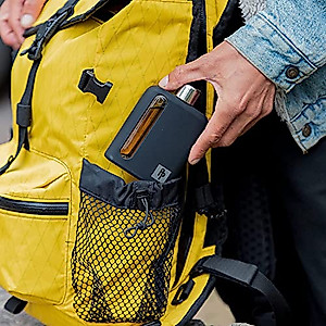 Ragproper Modern Glass Hip Flask - Glass Flask Bottle with Caps for Liquor & Spirits, Durable Liquor Glass Flask with Cork Lids, Pour Funnel, Black Silicone Flask Sleeve, Single Shot 100ml