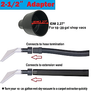 RosyOcean Universal Compatible with All Shop Vacs Extractor Attachment with 2-1/2" & 1-7/8" & 1-1/4" Three Adapters Auto Detailing Vacuum Head Extraction Accessory for Upholstery & Carpet Cleaning