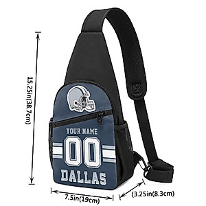 Custom Dallas Sling Bag, Personalized Crossbody Bags with Name and Number, Customize Sling Shoulder Backpack Chest Bag Daypack for Men Women Fans Gifts