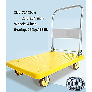 Generic Hand Trucks Folding Platform Truck Plastic Panel Push Dolly with Metal Handle 360 Degree Swivel Wheels for Indoor Floor Silent Moving Push Cart (Size : 385lb)