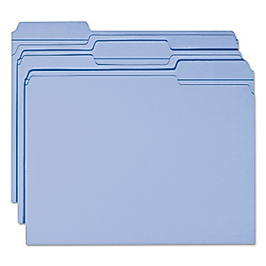 Smead 12034 File Folders 1/3 Cut Reinforced Top Tab Letter Blue 100/Box