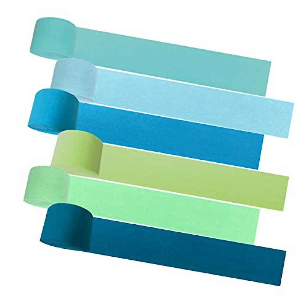 InnoFun Birthday Party Crepe Paper Streamers Decoration,Colored Streamer Backdrop,Blue,Pastel Blue,Green and Lime,6 Rolls 492ft(1.8 Inch x 82 Ft/Roll)