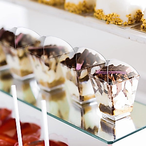 Mimorou 150 Pack 3 oz Plastic Dessert Cups with Lids and Spoons Square Parfait Cups Clear Appetizer Cups Disposable Ice Cream Containers for Cupcake, Pudding, Snacks, Yogurt