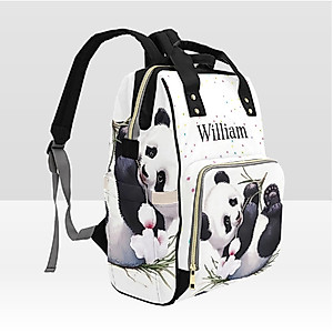 Personalized Panda Diaper Bag Backpack with Name Custom Mommy Nursing Baby Bags Nappy Bag Travel Daypack for Woman Gifts